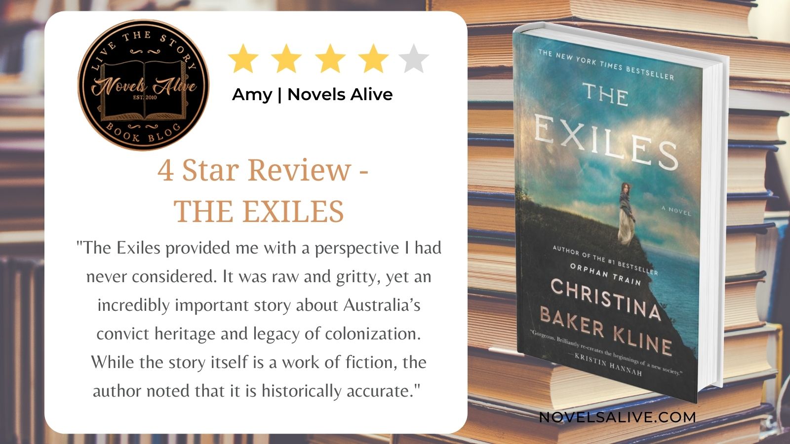 Novels Alive | 4 STAR REVIEW: THE EXILES by Christina Baker Kline