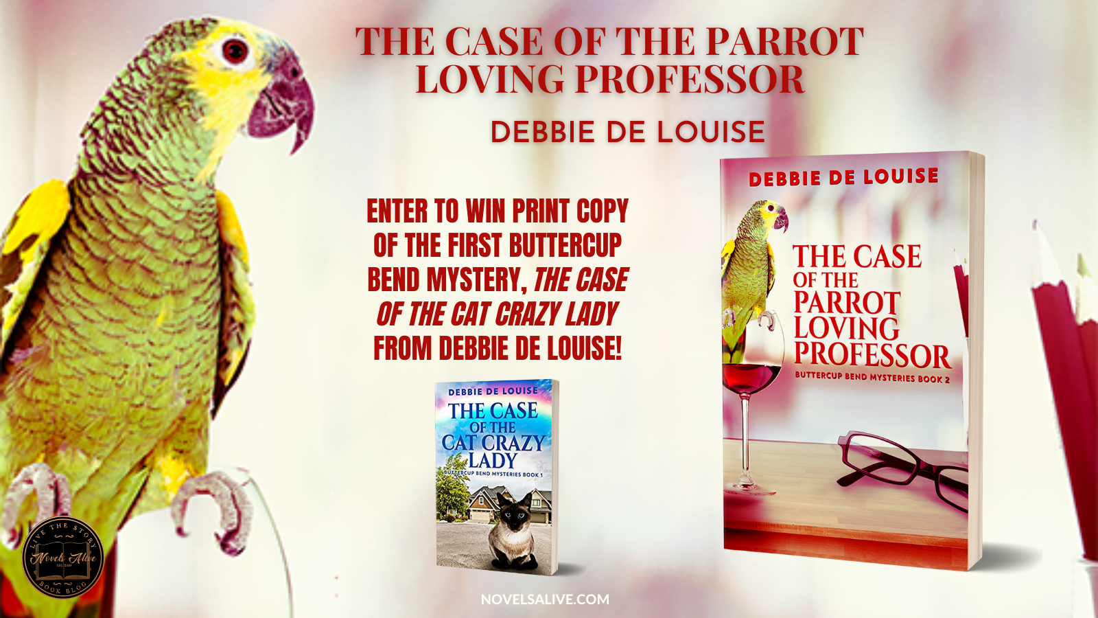 Novels Alive | SPOTLIGHT: THE CASE OF THE PARROT LOVING PROFESSOR by Debbie De Louise Plus Giveaway!