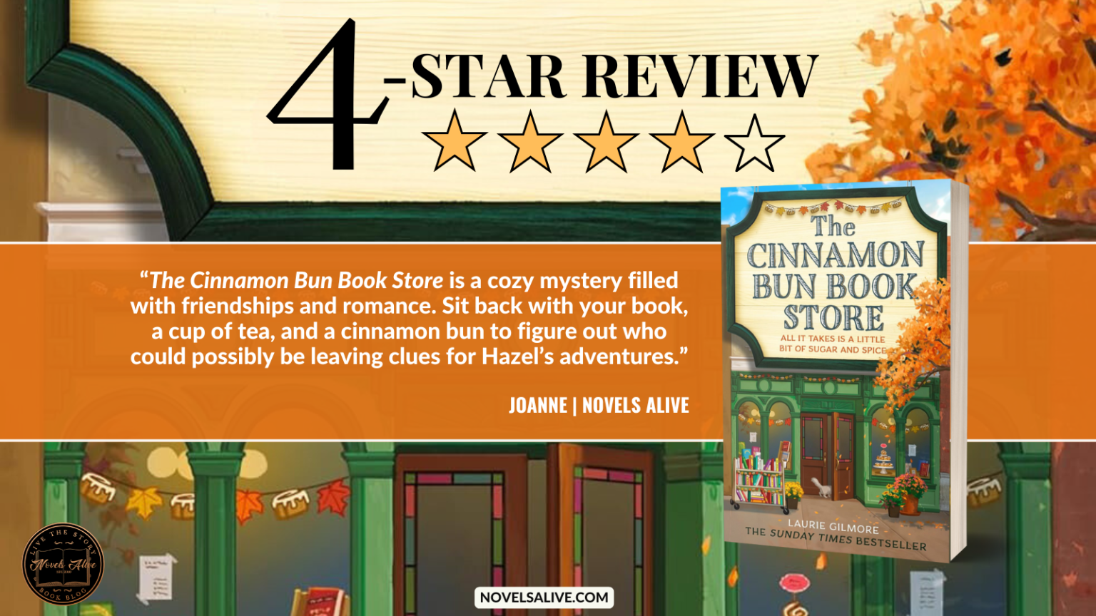 Novels Alive | 4-STAR REVIEW: THE CINNAMON BUN BOOK STORE by Laurie Gilmore