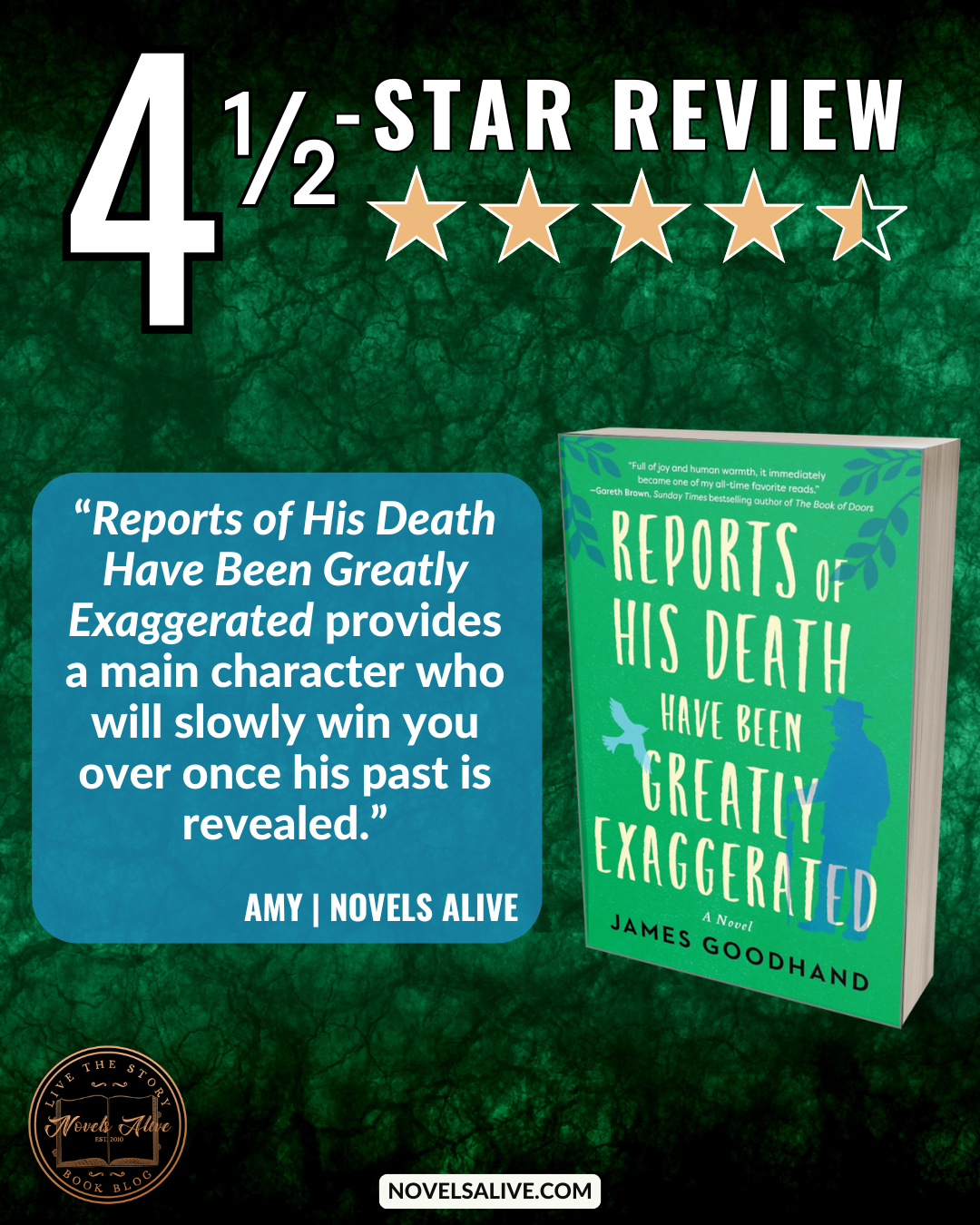 Novels Alive | 4.5-STAR REVIEW: REPORTS OF HIS DEATH HAVE BEEN GREATLY ...