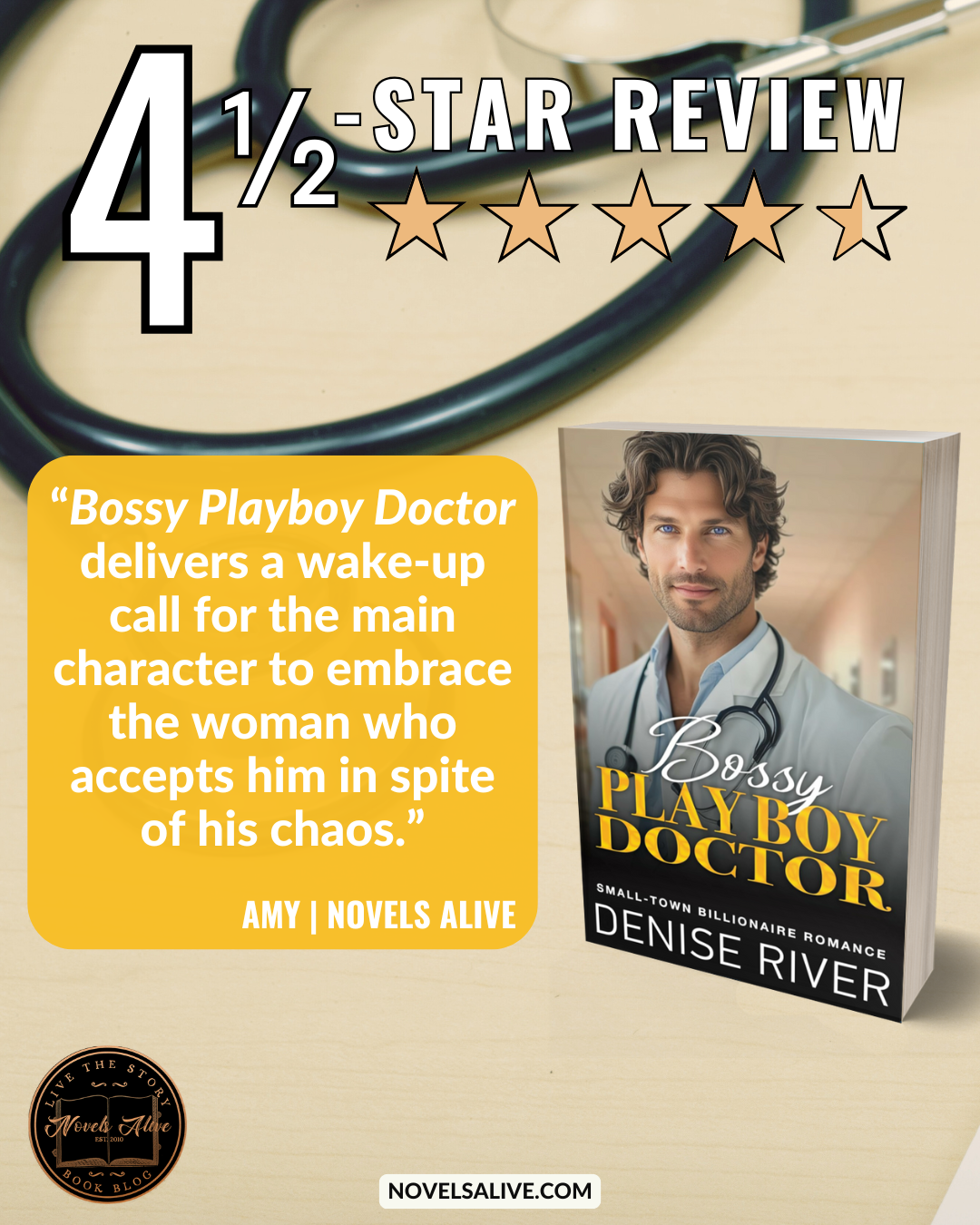 Novels Alive | 4.5-STAR REVIEW: BOSSY PLAYBOY DOCTOR by Denise River