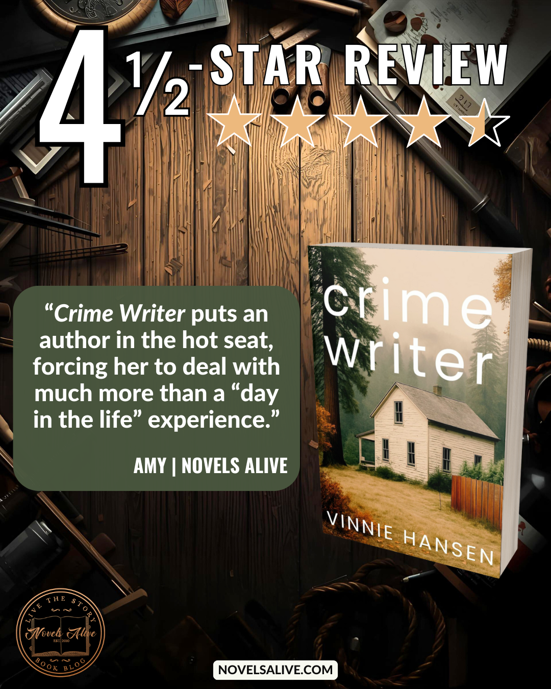 Novels Alive | 4.5-STAR REVIEW: CRIME WRITER by Vinnie Hansen