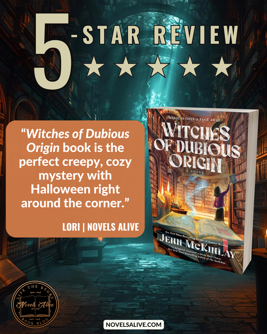 Novels Alive | 5-STAR REVIEW: WITCHES OF DUBIOUS ORIGIN by Jenn McKinlay