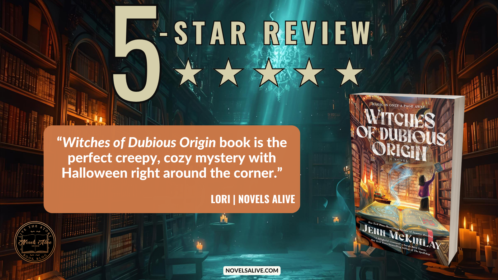 Novels Alive | 5-STAR REVIEW: WITCHES OF DUBIOUS ORIGIN by Jenn McKinlay