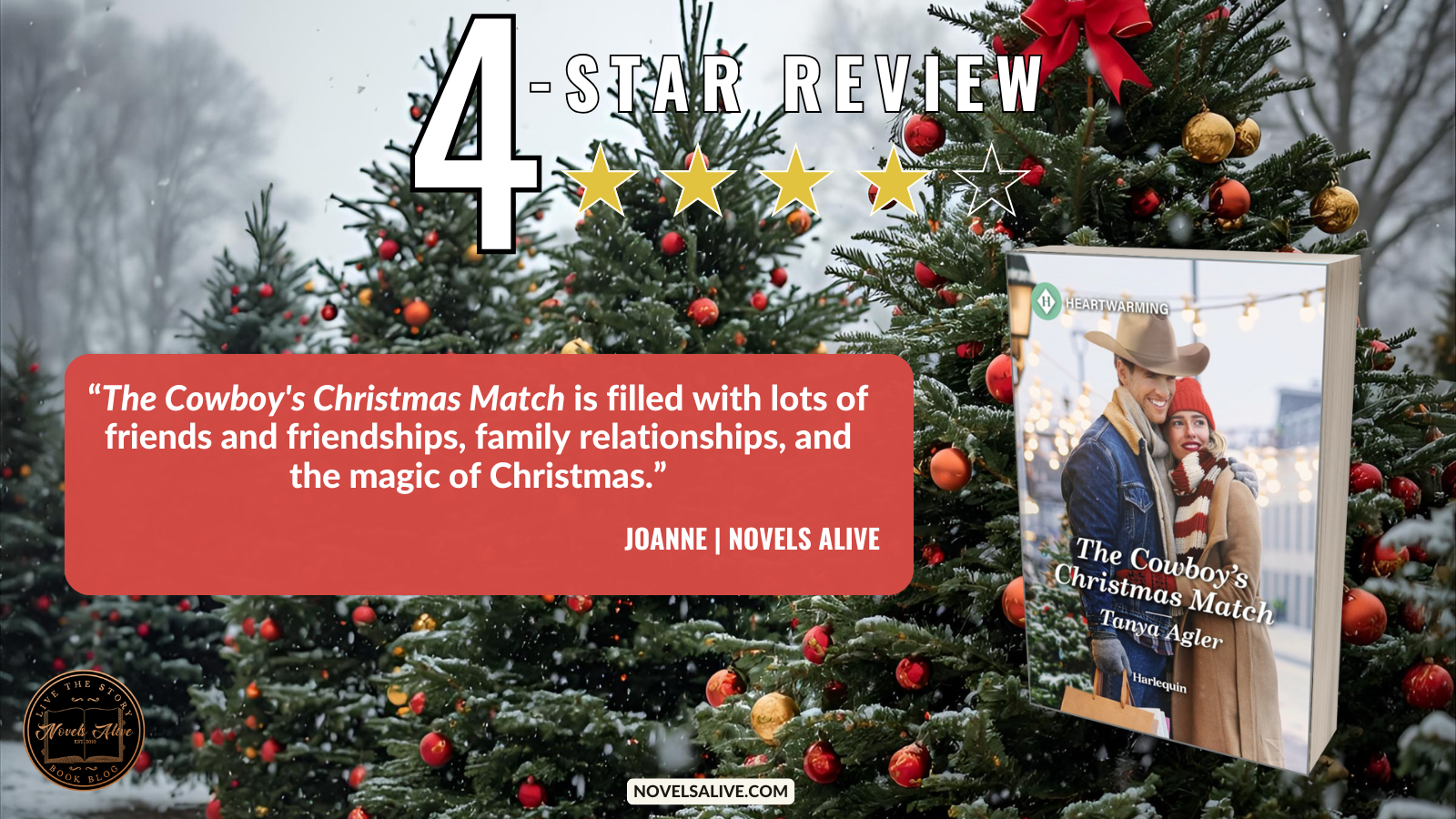 Novels Alive | 4-STAR REVIEW: THE COWBOY'S CHRISTMAS MATCH by Tanya Agler